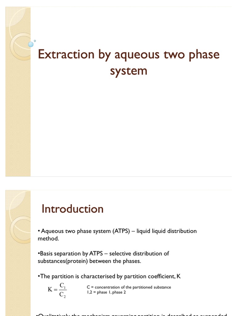 Extraction by Aqueous Two Phase System | PDF