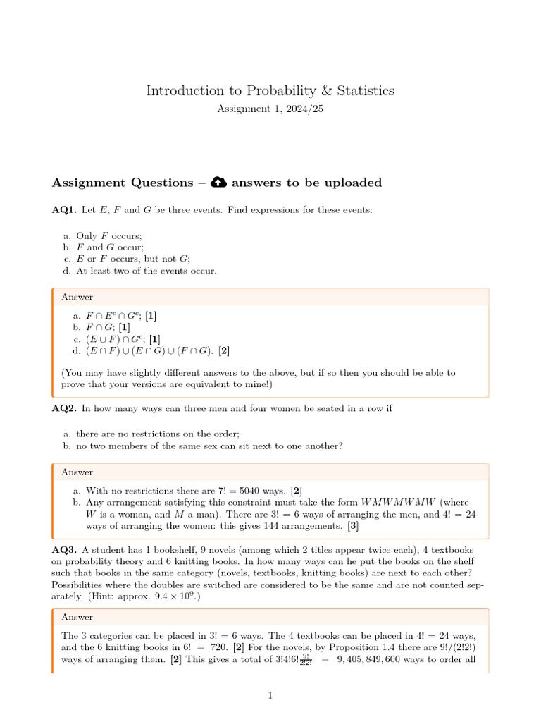 Assignment 1 AQsols | PDF