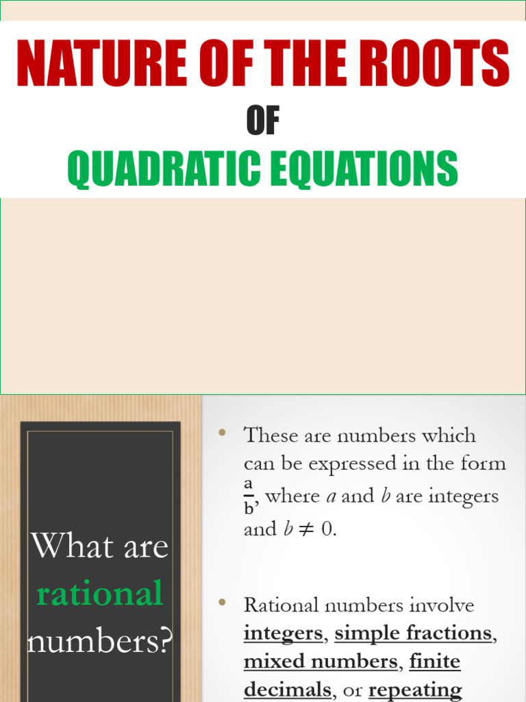 G9 Day 1 Nature of The Roots of Quadratic Equations | PDF