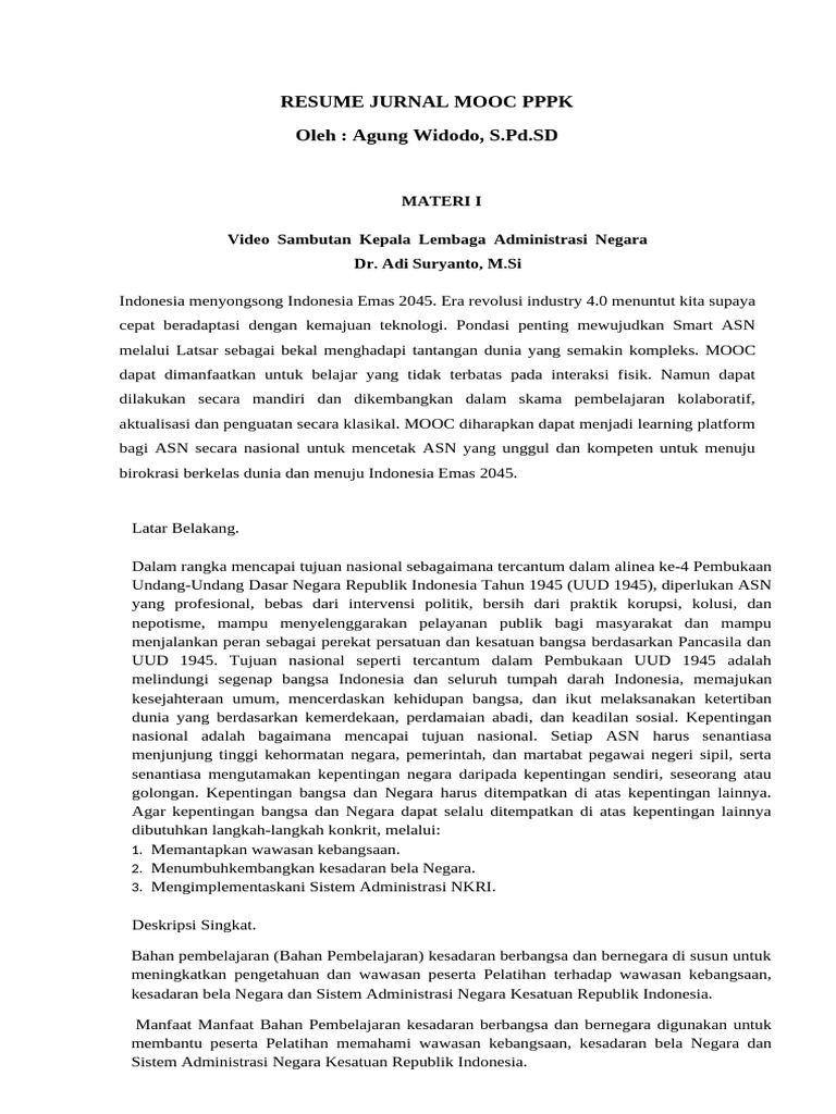 Resume Jurnal Mooc PPPK - Arfi | PDF