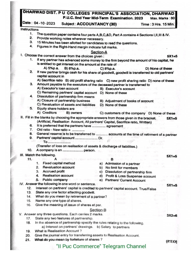 II Puc Acc MT Dharwad | PDF