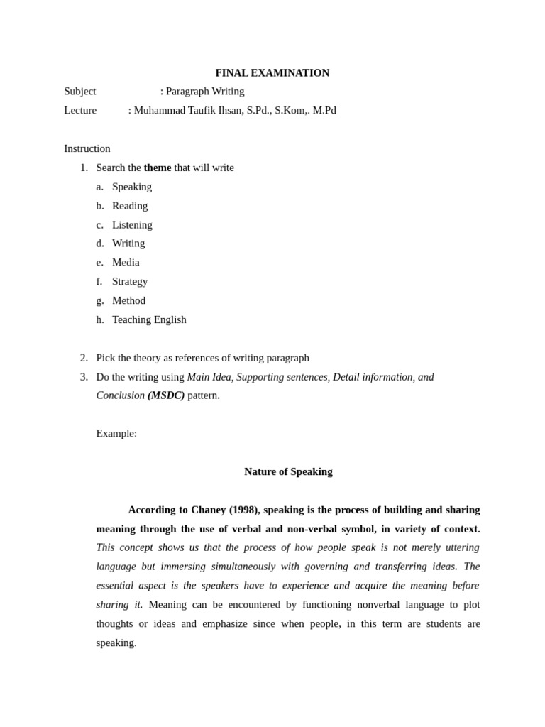 UAS Paragraph Writing | PDF