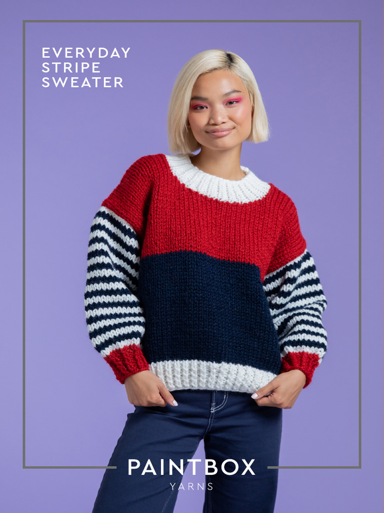 Everyday Stripe Sweater Free Knitting Pattern For Women in Paintbox ...
