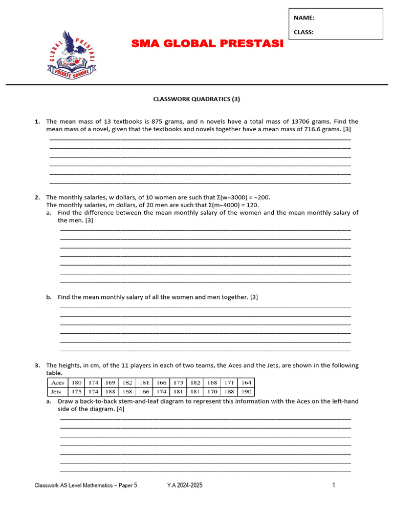 Classwork 2 Stat&Prob 1 | PDF