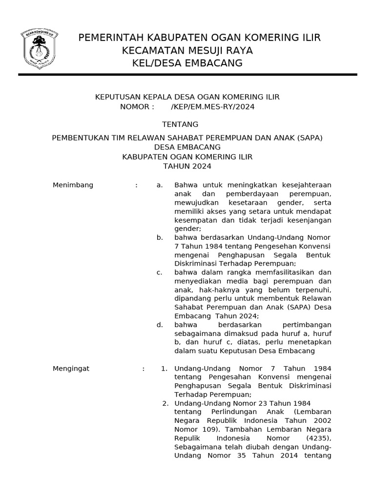 SK Tim Relawan Sapa | PDF