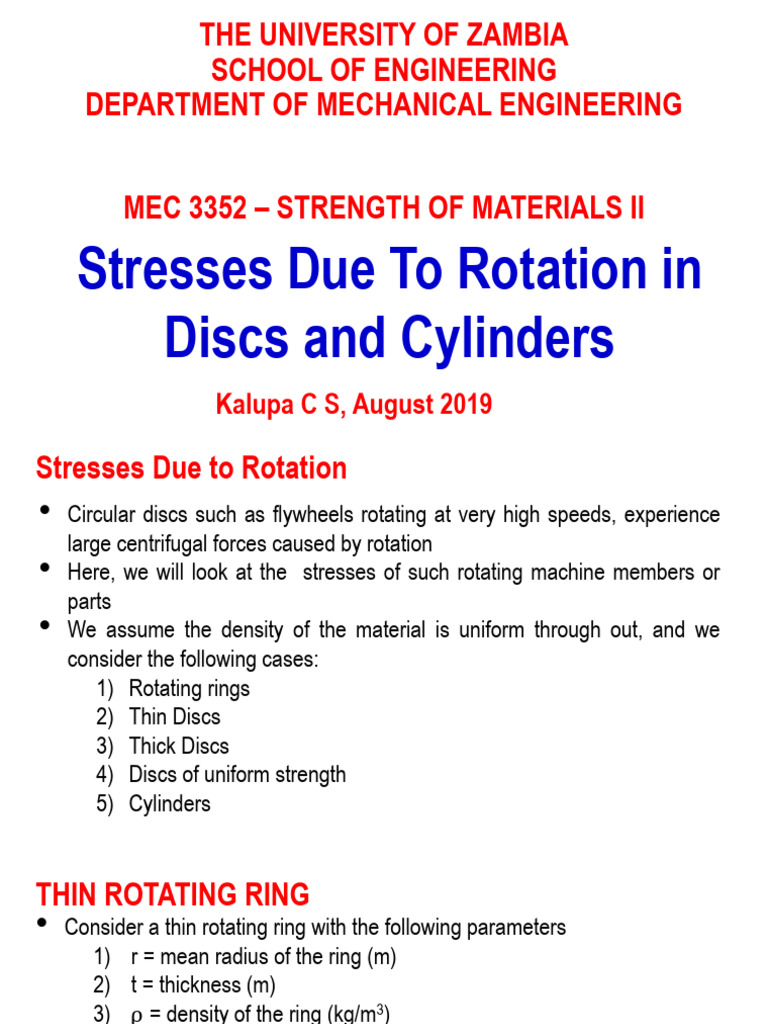 Lecture 02 - Rotating Discs and Cylinders_CSK | PDF
