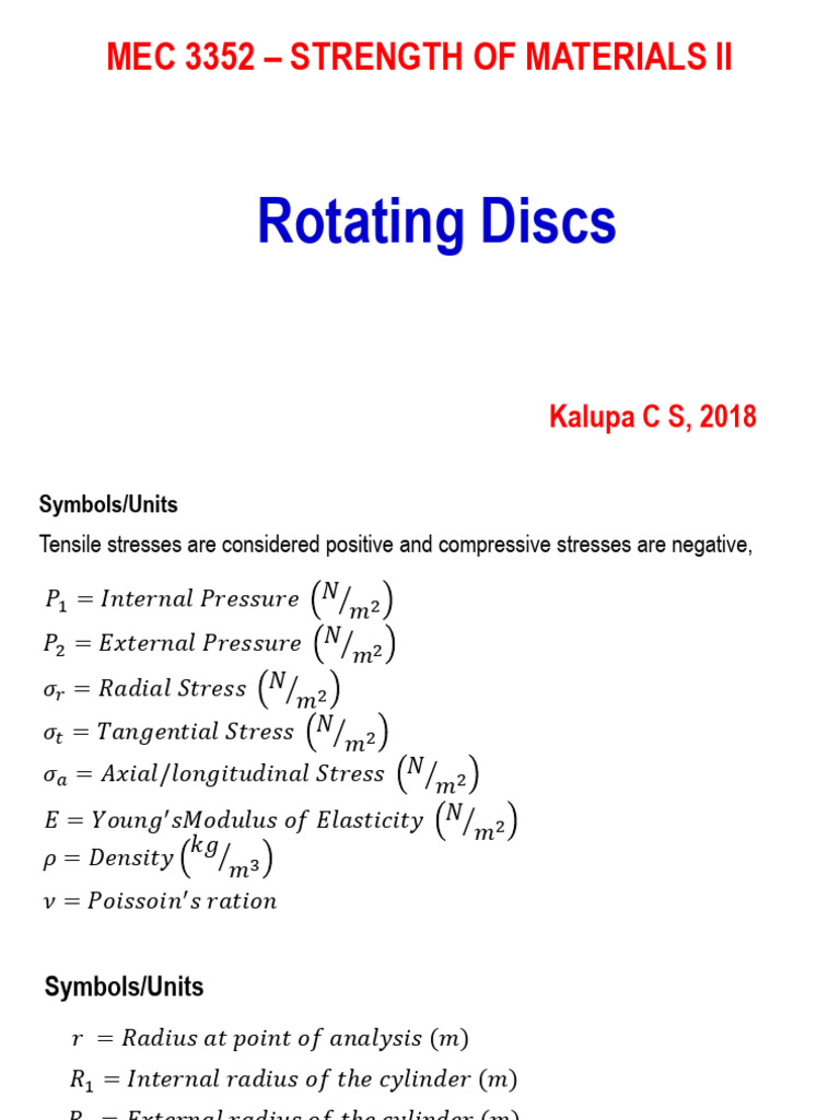 Rotating Discs: Stress Analysis in Mechanics | PDF | Stress (Mechanics ...