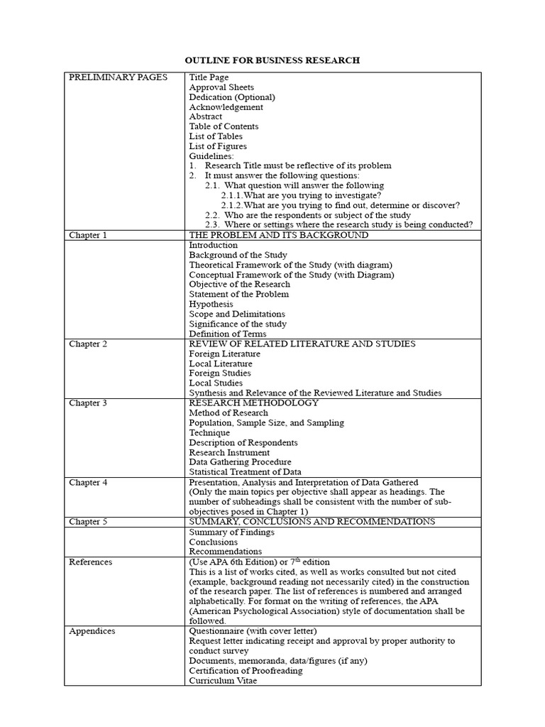 Business Research Outline | PDF