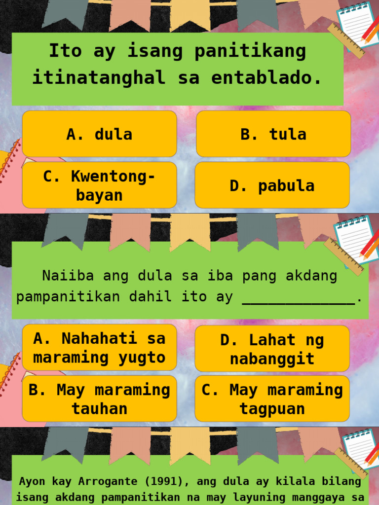 Dula: Panitikang Itinatanghal sa Entablado | PDF