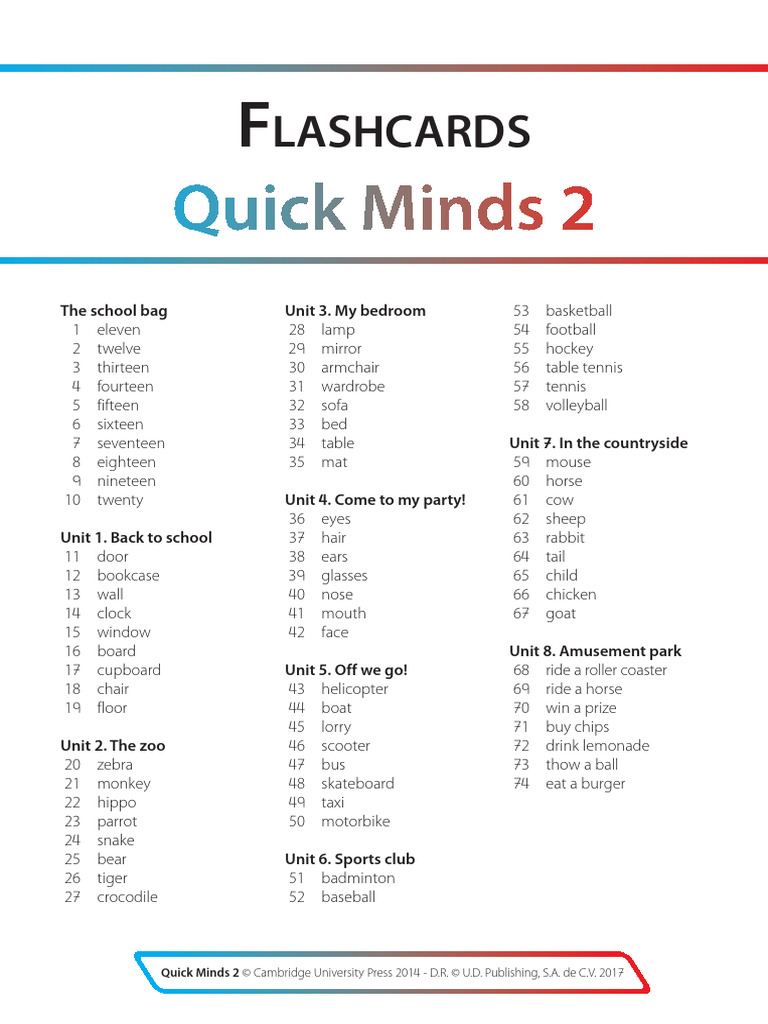 2 Quick Minds 2 Flashcards | PDF
