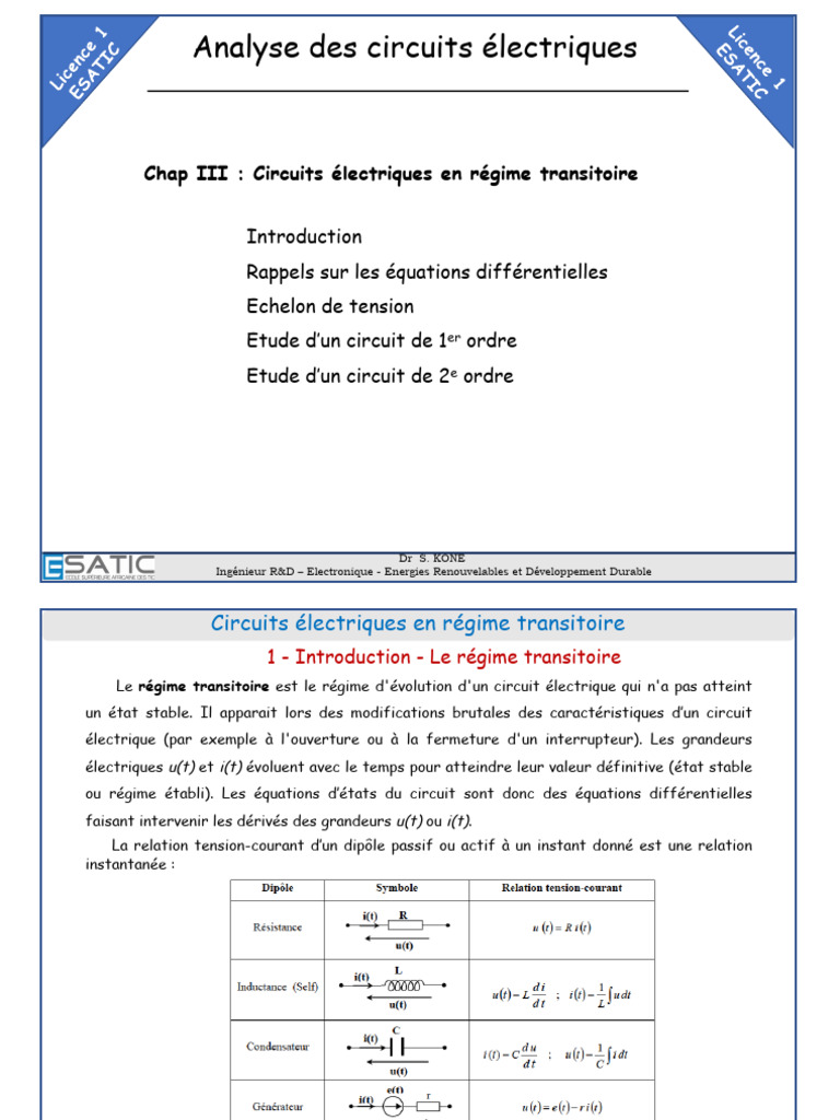 ChapIII_Circuits électriques en régime transitoire | PDF