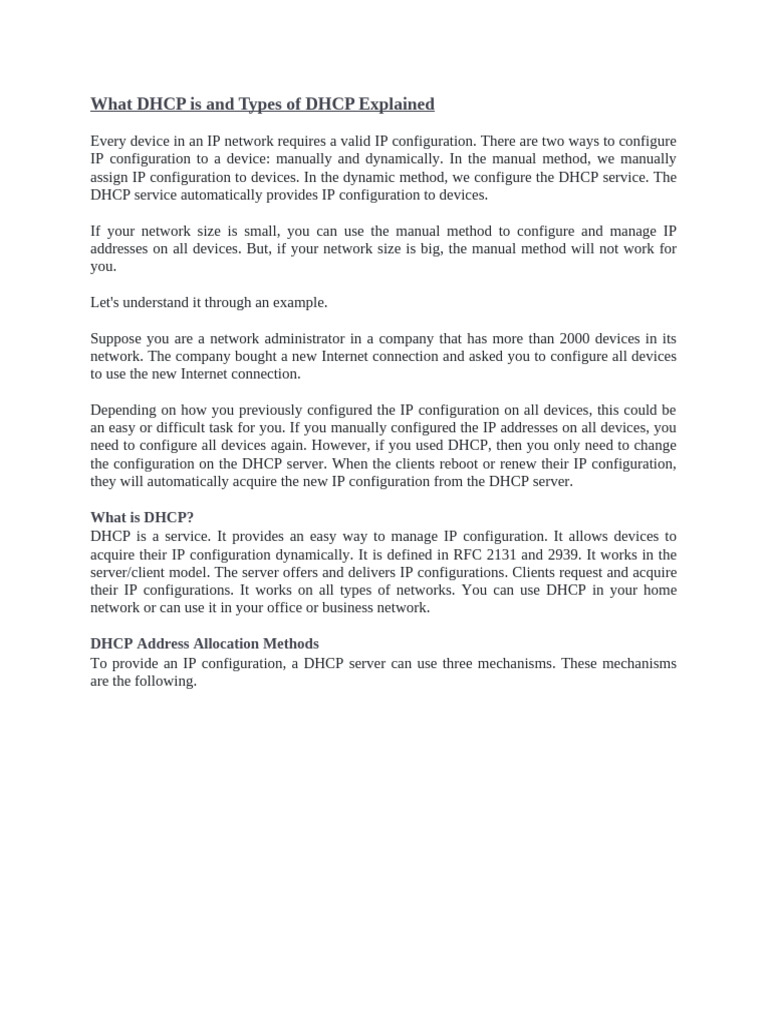 DHCP Types & DORA Messages | PDF | Ip Address | Application Layer Protocols