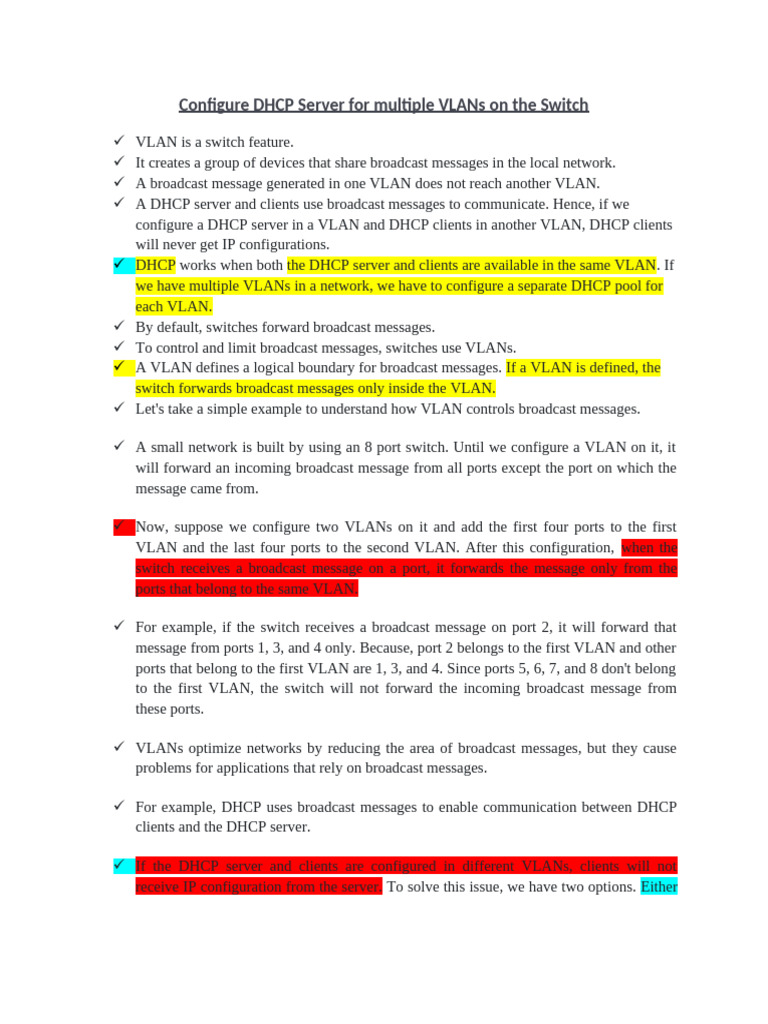 DHCP With VLAN - Configration | PDF