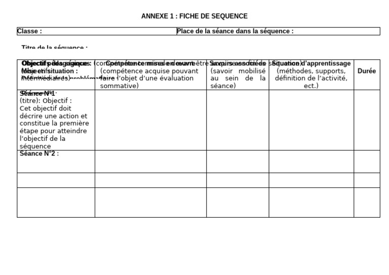 Fiche Séquence | PDF