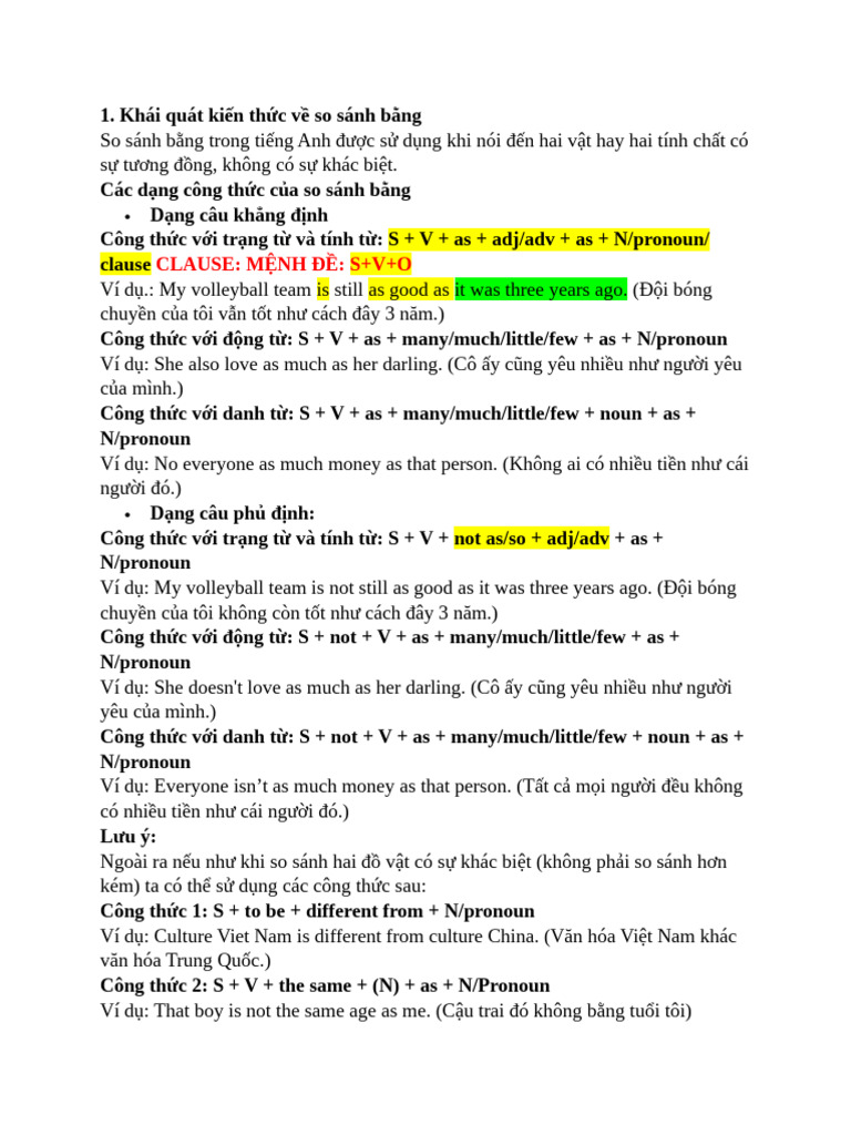 SO SÁNH BẰNG | PDF