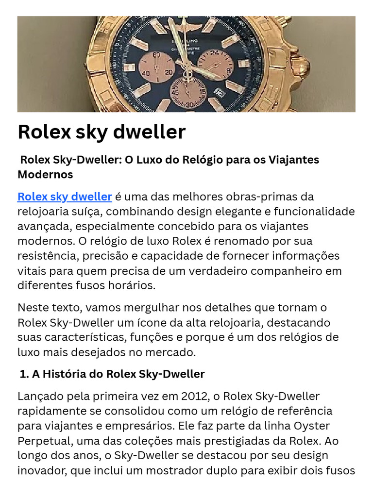 Rolex Sky Dweller | PDF | Watch | Technology & Engineering