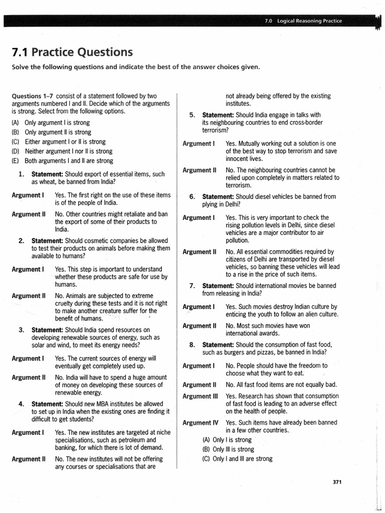 Practice Problems of Logical Reasoning @NMAT | PDF