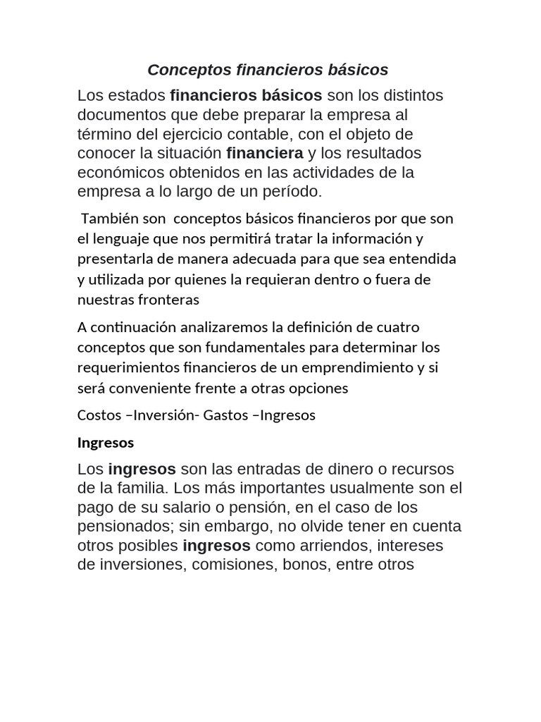 Conceptos Financieros Básicos | PDF