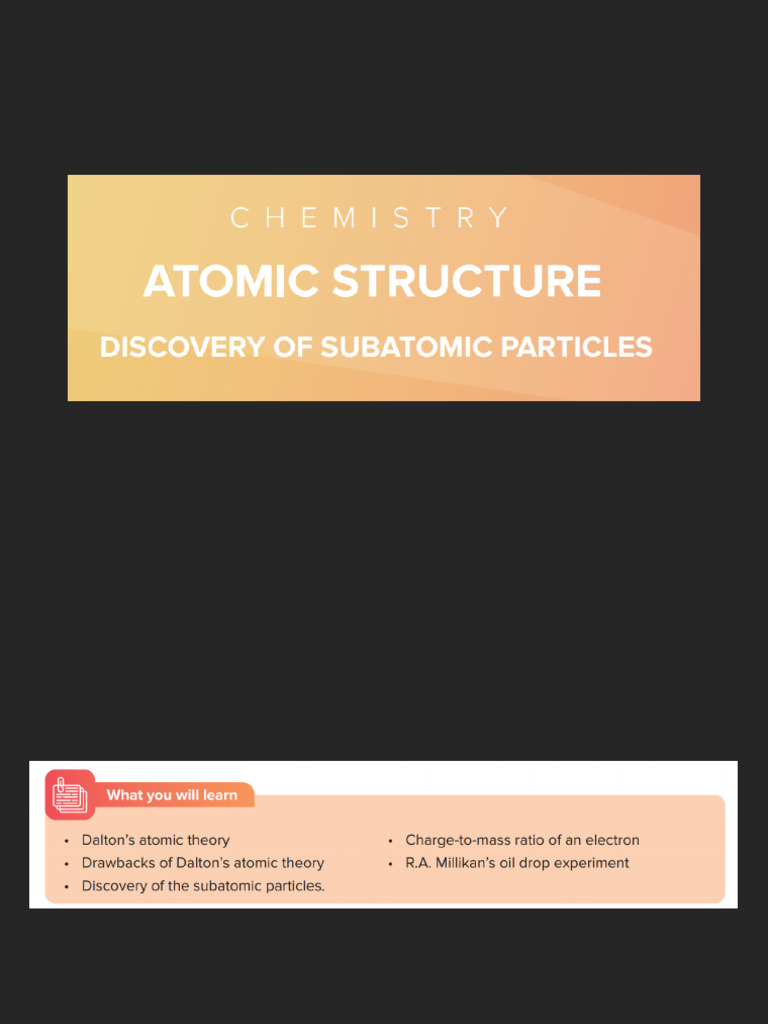 Atomic Structure - Subatomic Particles | PDF