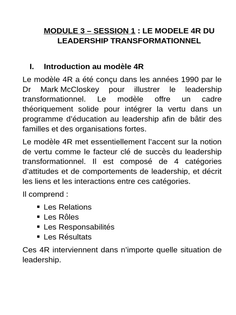 Module 3 Session 1 Le Modele 4r | PDF