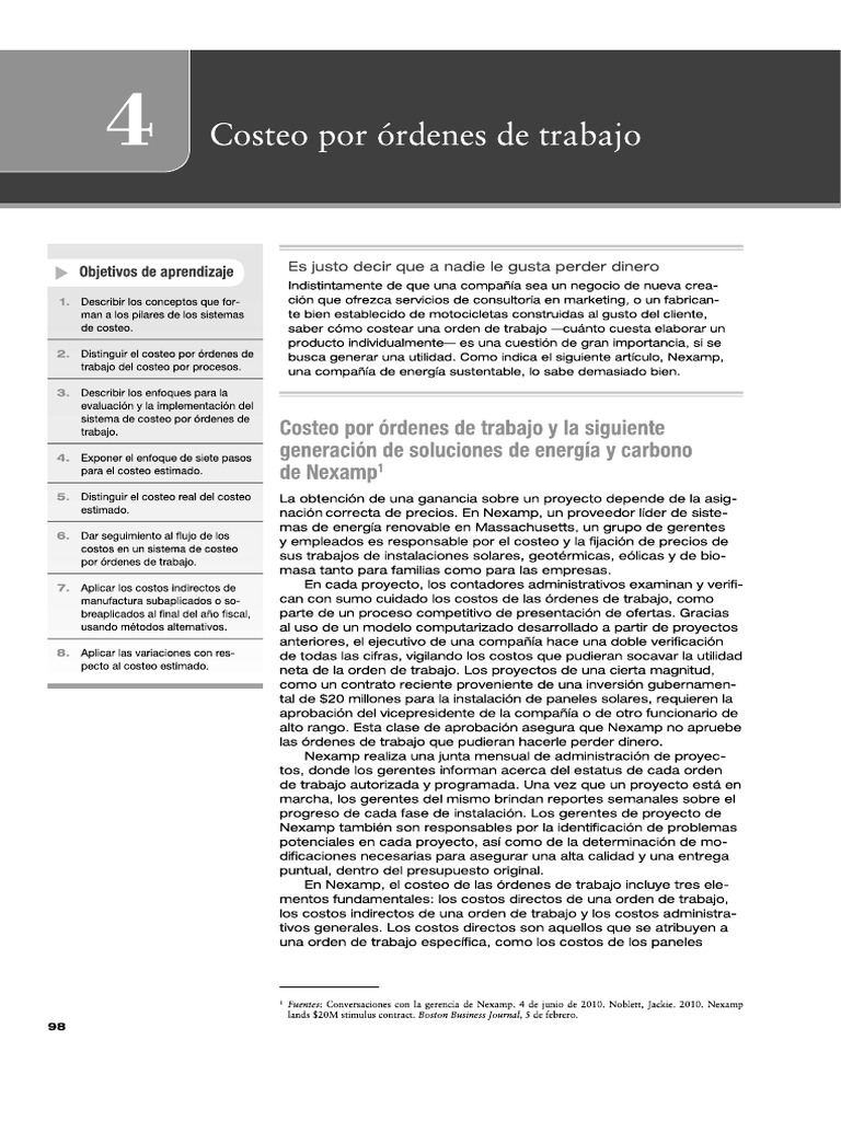 CAP 4 COSTOS - Por Ordenes de Trabajo_compressed | PDF