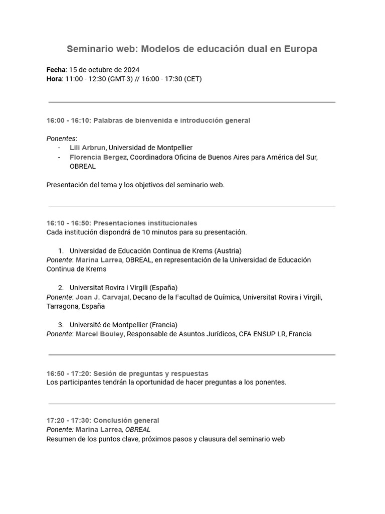 Programa Seminario Web IDEAL | PDF