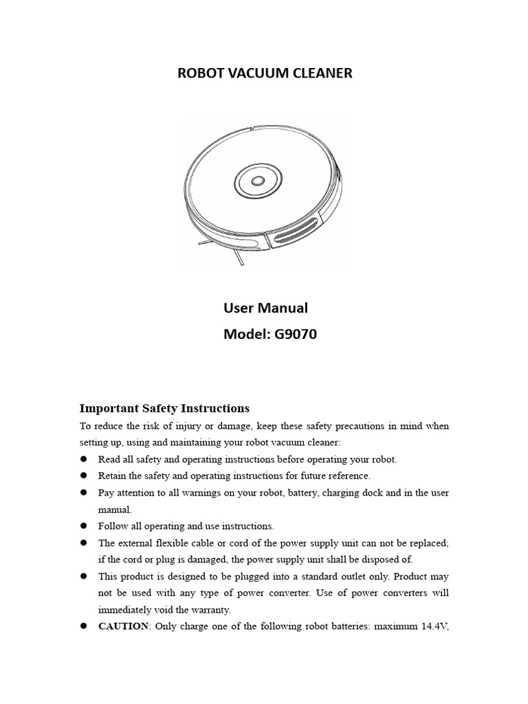 Robot Vacuum Cleaner: Important Safety Instructions | PDF