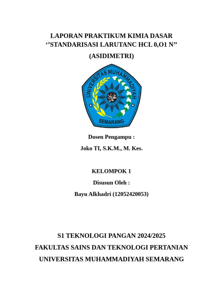 Materi 4 - Kelompok 1 Standarisasi Larutan HCL | PDF