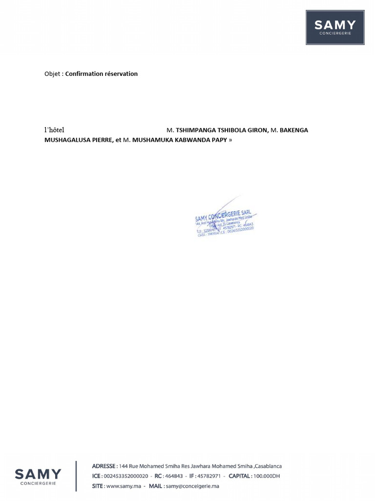 Confirmation Reservations | PDF