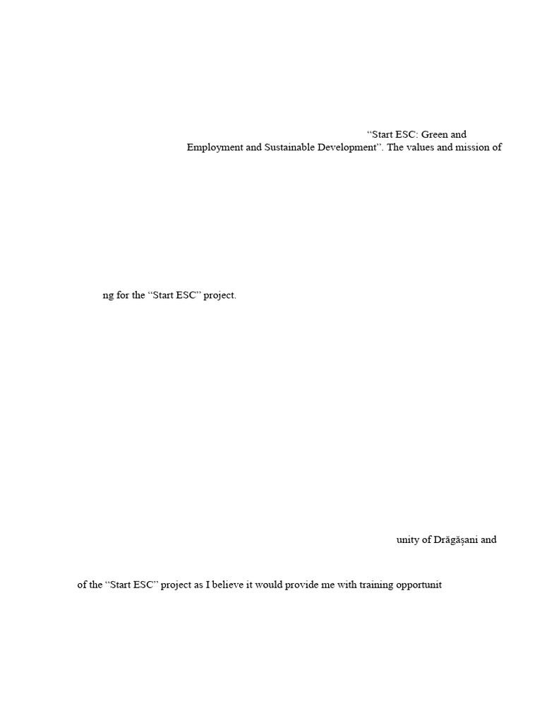 Motivation Letter for ESC Project | PDF