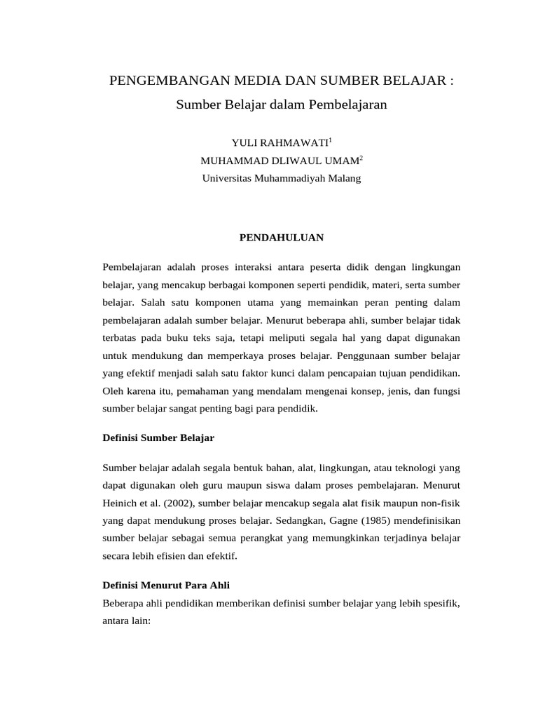 PENGEMBANGAN - MEDIA - DAN - SUMBER - BELAJAR - 'Sumber - Belajar - Dalam - Pembelajaran' - Yuli ...