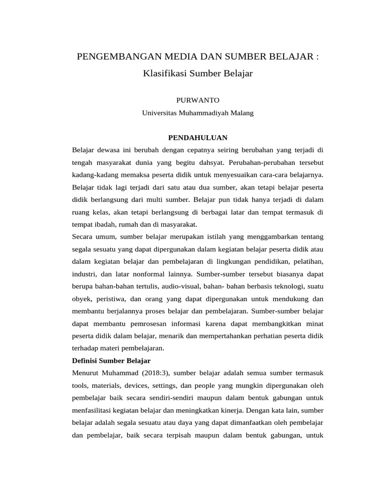 Klasifikasi Sumber Belajar Purwanto - 068 | PDF