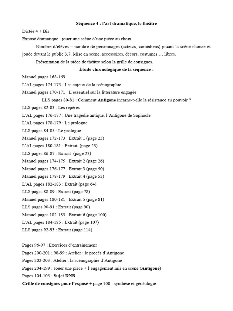 Séquence 4 Théâtre Art Dramatique | PDF