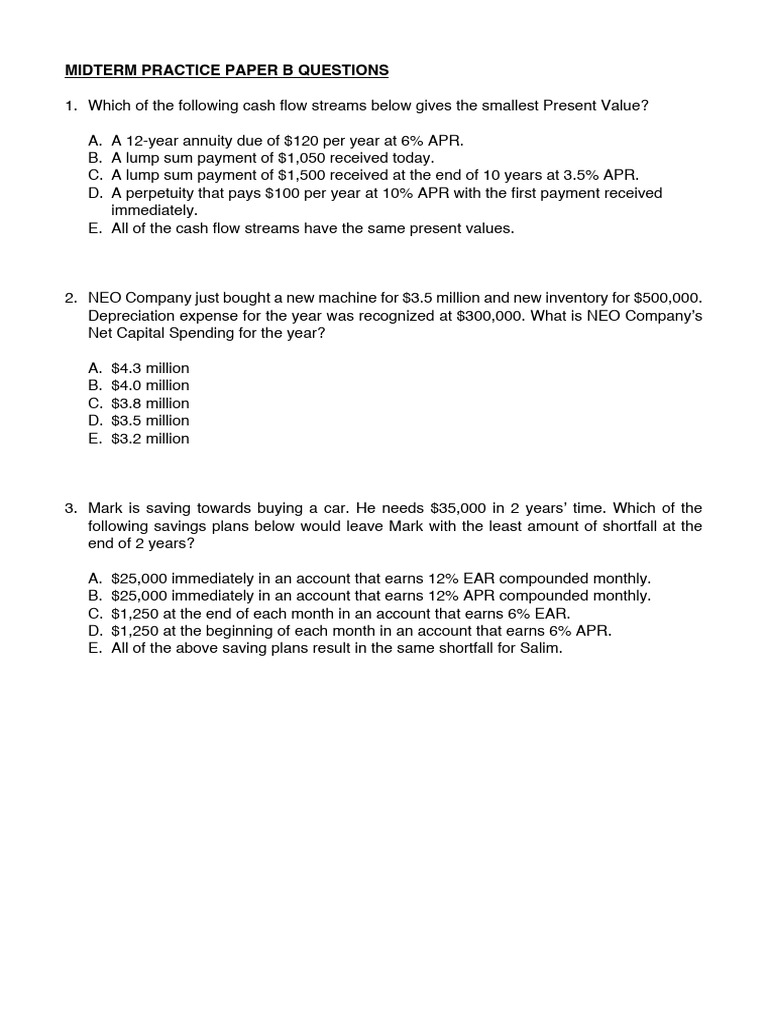 Midterm Practice B Questions | PDF