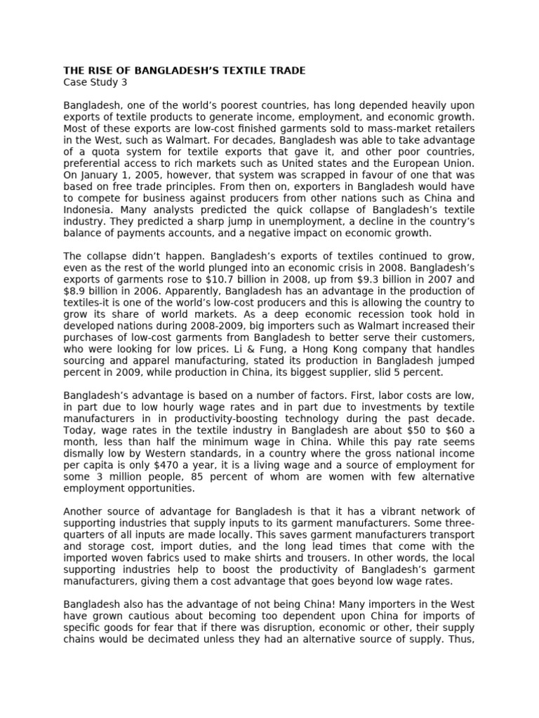 Case Study No. 3 | PDF | Free Trade | Labour Economics