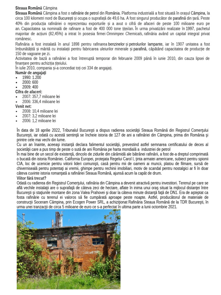 Despre Rafinarie | PDF