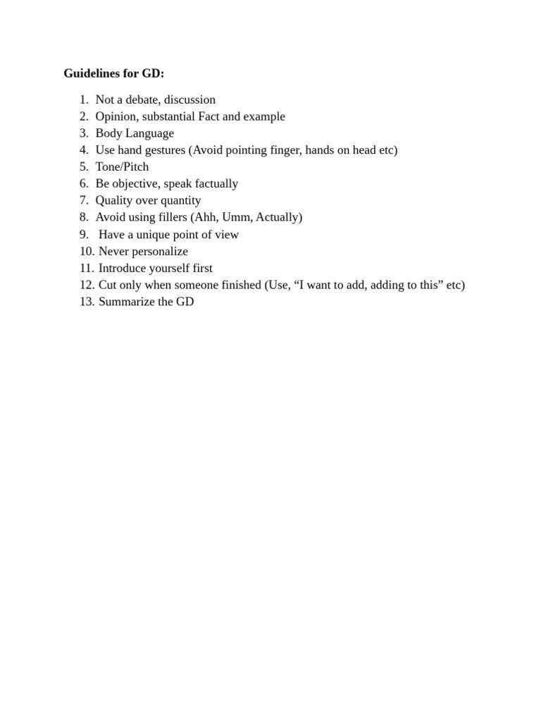 Guidelines For GD | PDF