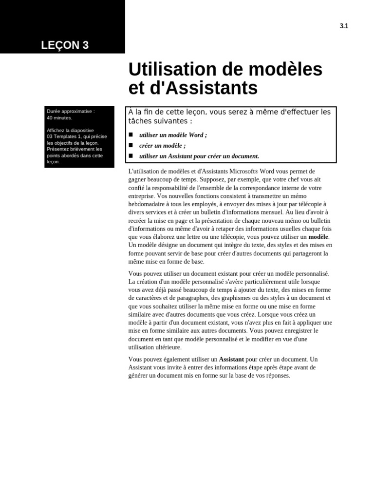 Word Manuel Professeur Lesson 03 | PDF