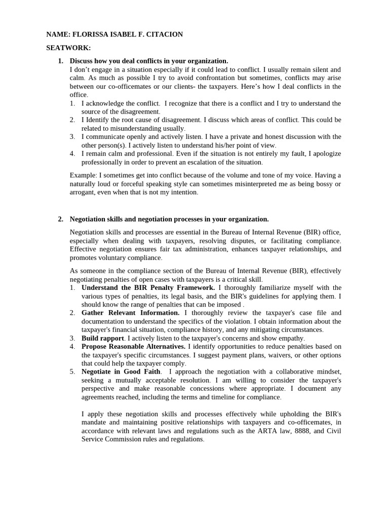 SEATWORK FINAL | PDF