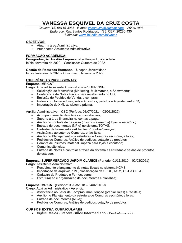 CV Vanessa Esquivel | PDF