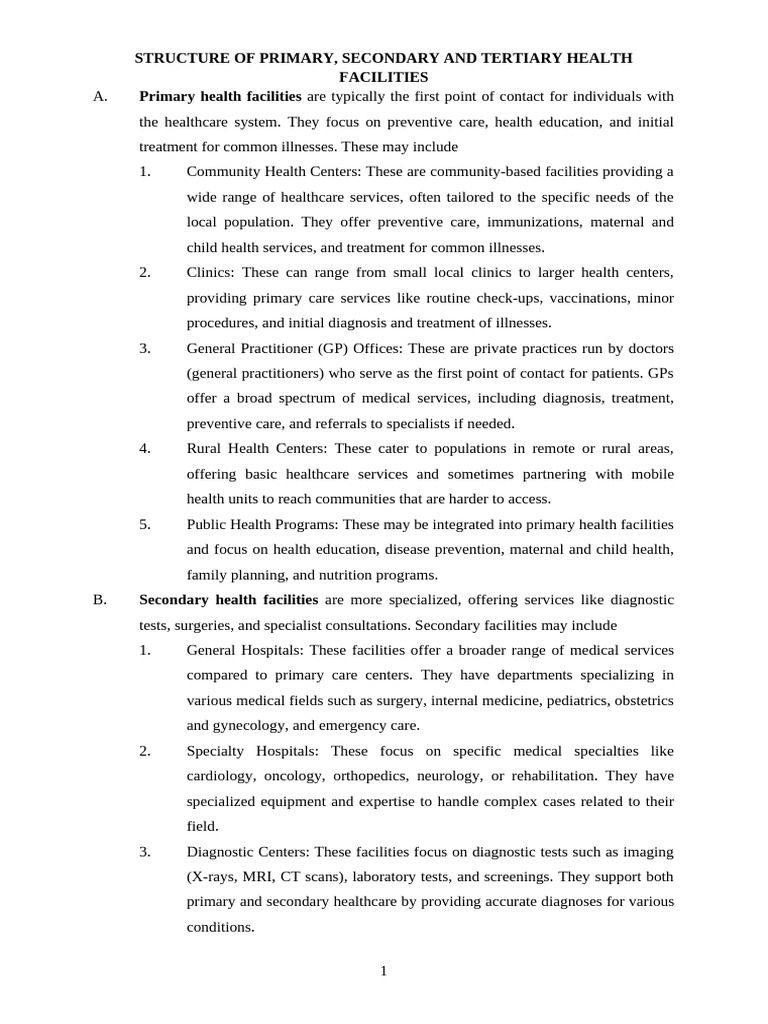 The Structure of Health Care Institutionss | PDF