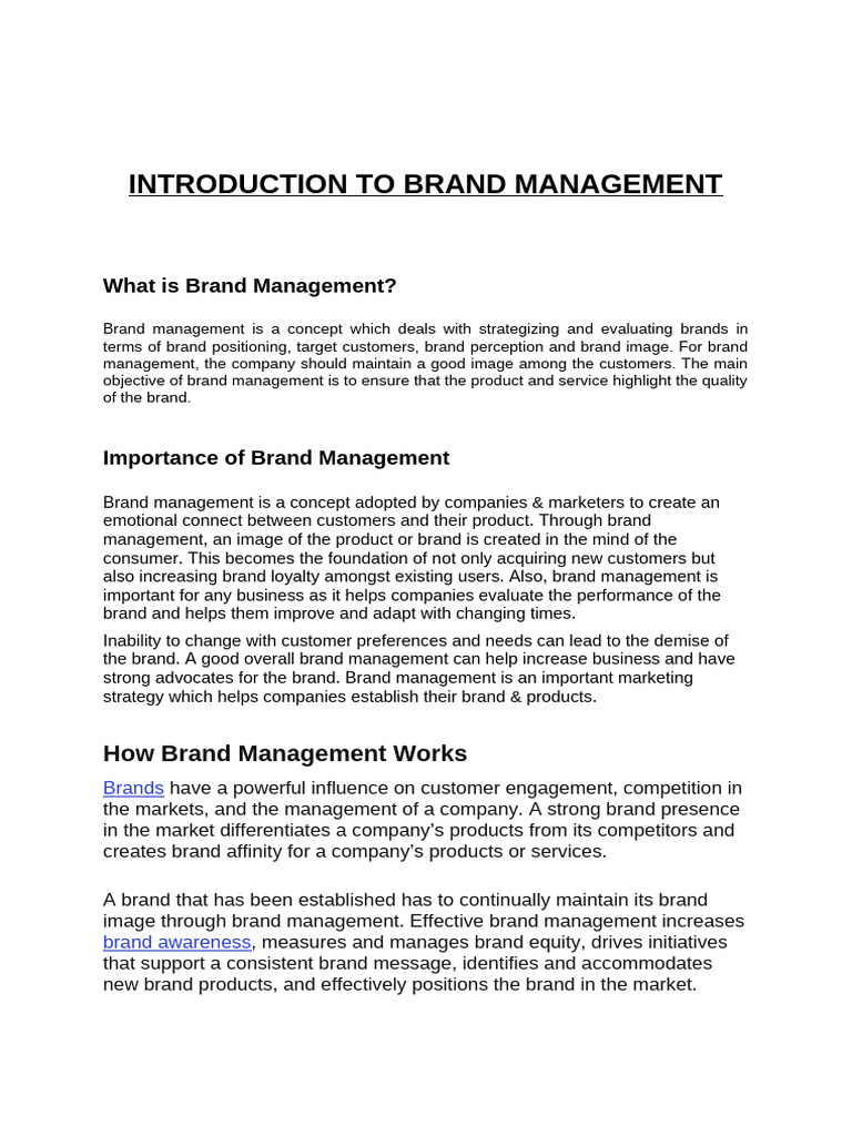 Introduction To Brand Management | PDF