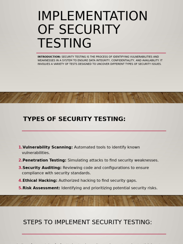 Implementation of Security Testing | PDF