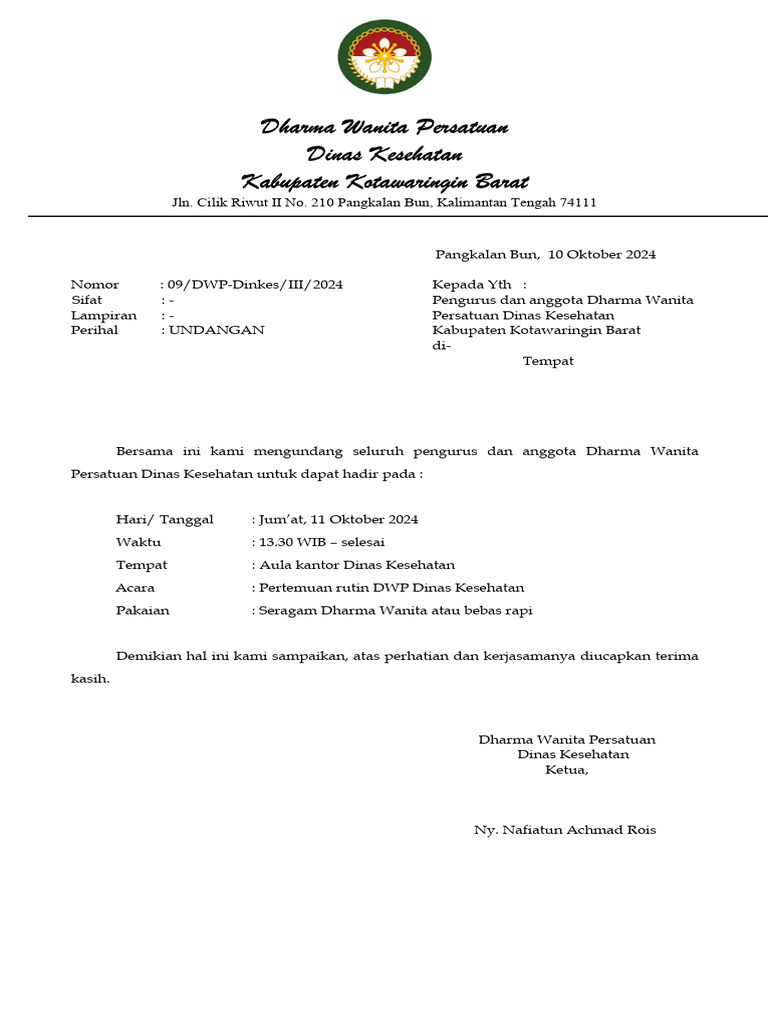 PDF Undangan DWP 11 Oktober 2024 | PDF