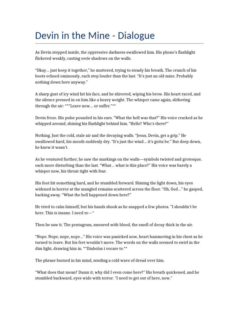 Devin in The Mine Dialogue | PDF