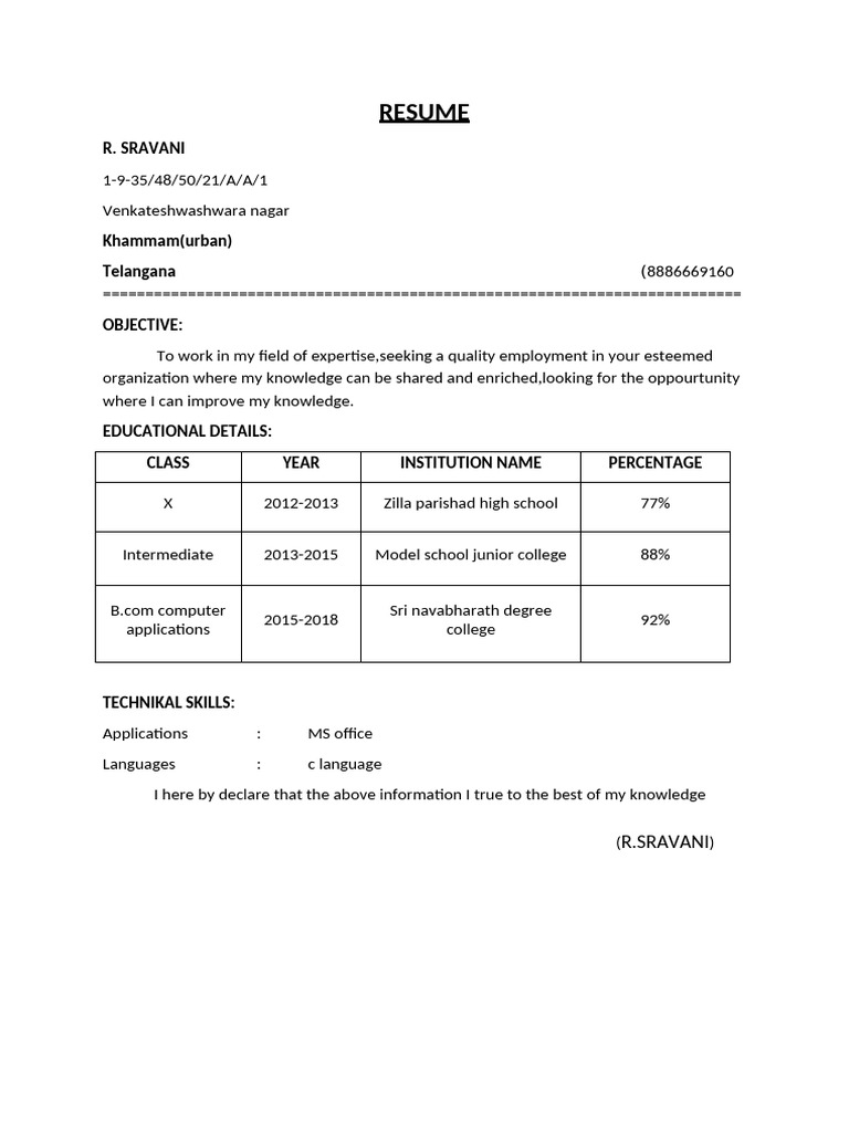 Sravani Resume | PDF