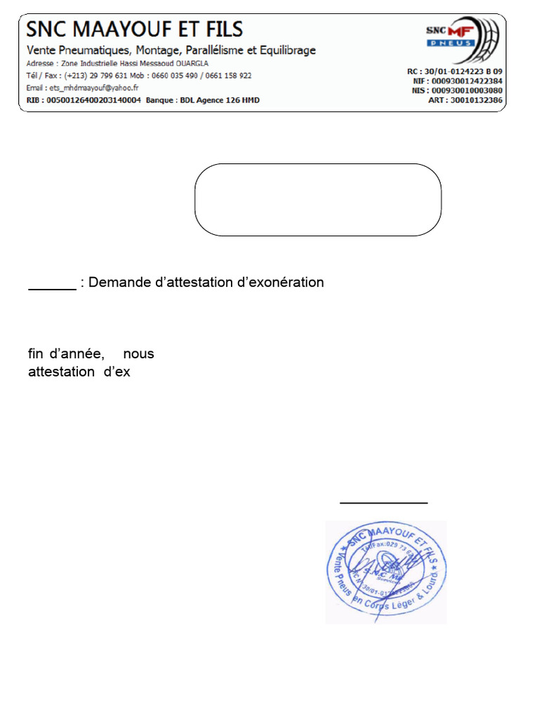 Attestation D'exoneration | PDF