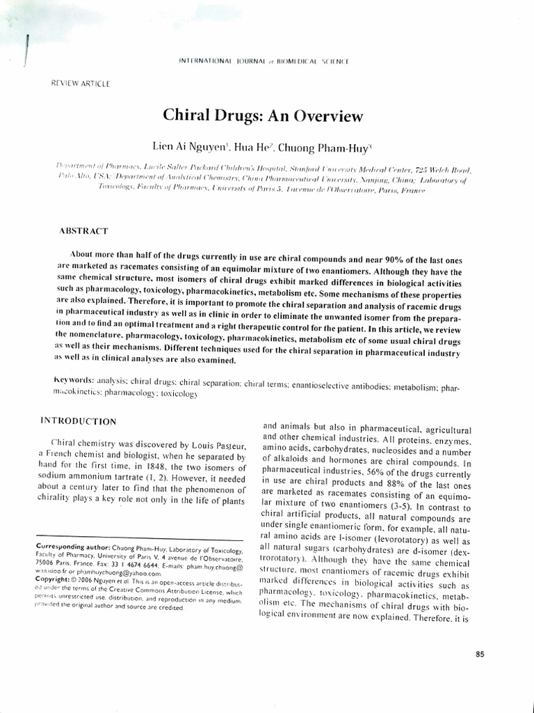 Chiral Drugs (An Overview) | PDF