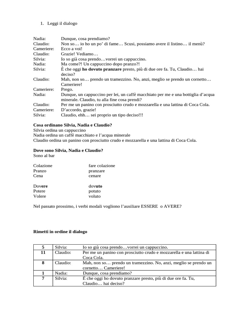 Pass. Pross. VERBI MODALI | PDF