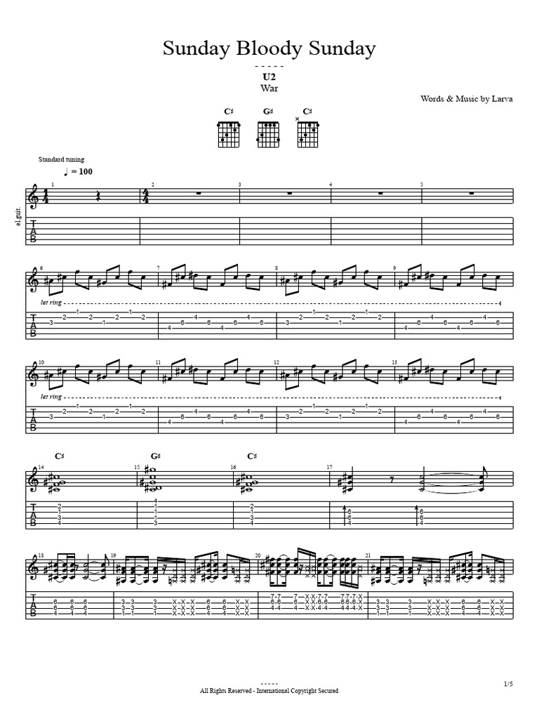 U2 - Sunday Bloody Sunday (Ver 3) | PDF